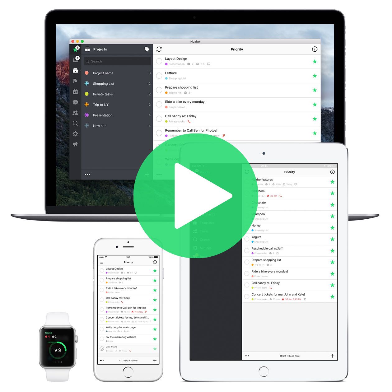 Nozbe - To-do, Aufgaben, Projekt- und Zeitmanagementanwendung